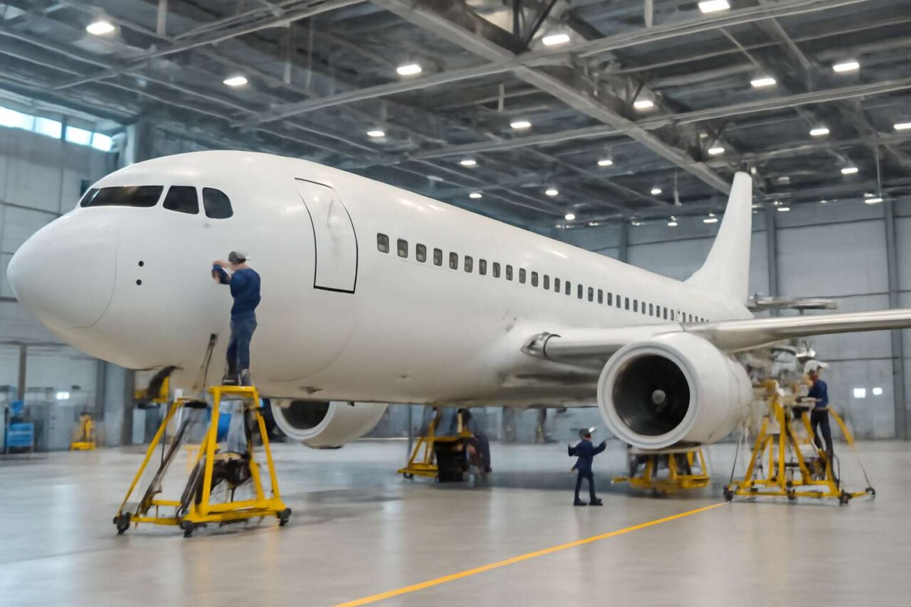 Inside the hangar: aeroplanes for repairs are kept in the heart of ...